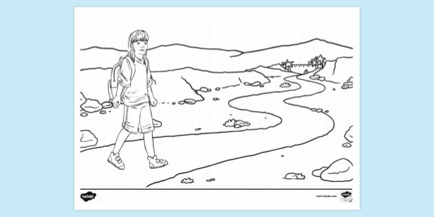 FREE! - Girl Walking on a Path Colouring Sheet | Colouring Sheets