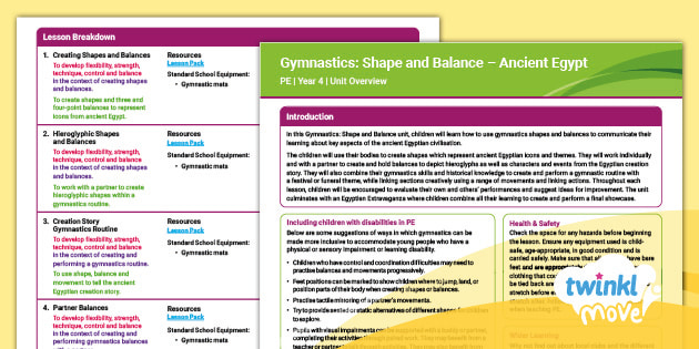 Year 4 Gymnastics Planning | Ancient Egypt | Twinkl Move PE