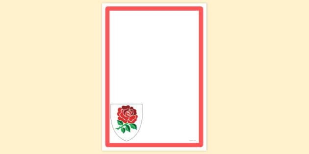 FREE! - Simple Blank England Rugby Crest Page Border | Twinkl