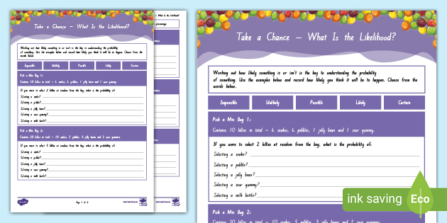 Take a Chance - Determining the Likelihood (teacher made)