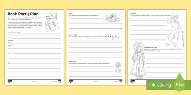 Students will plan a "book party" based on their favorite book. They ...