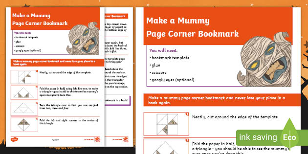 Mummy Page Corner Bookmark Paper Craft