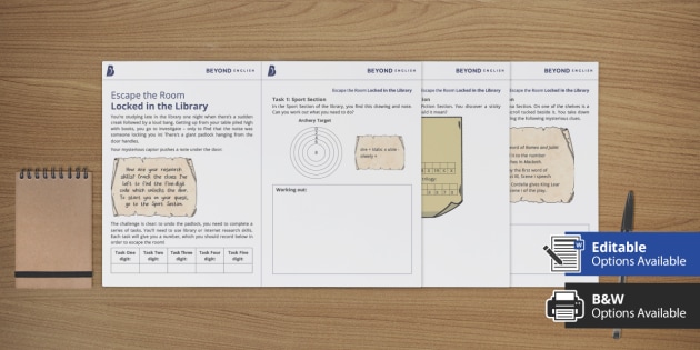 Escape the Room - Locked in the Library Research Activity