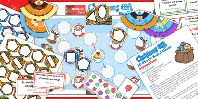 2D Shape Christmas Board Game (teacher made)