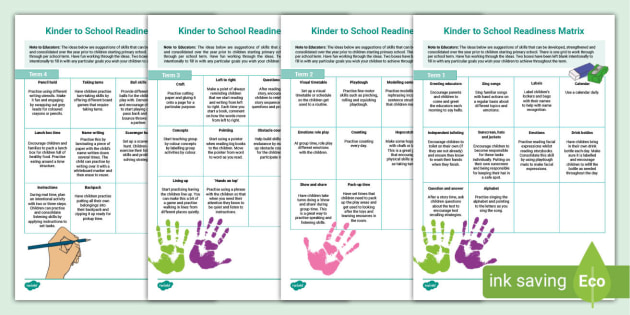 Kinder to School Transition- Readiness Skill Matrix
