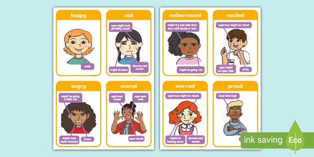 Emotions Characteristics Cards (teacher made)