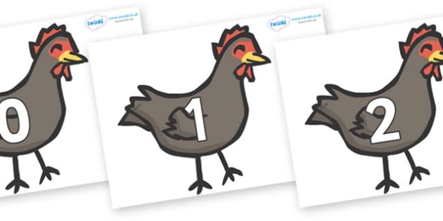 FREE! - Numbers 0-31 on African Hen (teacher made)