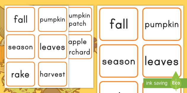 Fall Vocabulary Flash Cards