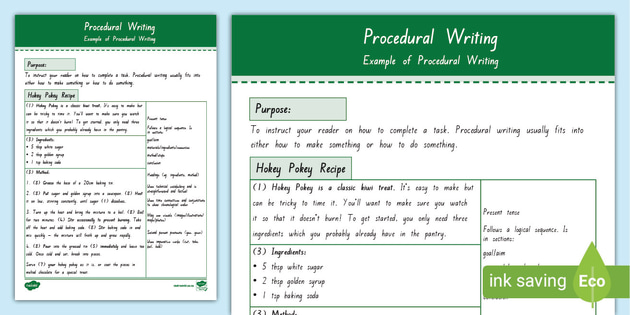 Level 3 Writing - Procedural Writing Annotated Exemplar