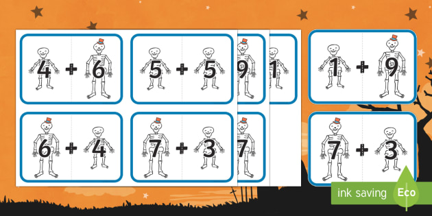 Big and Little Skeleton Number Bonds to 10 (teacher made)