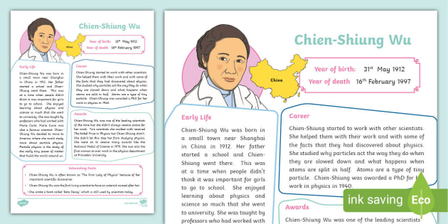 KS1 Chien-Shiung Wu Fact File (teacher made)