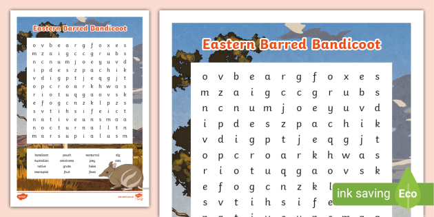 Eastern Barred Bandicoot Word Search (Teacher-Made)