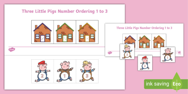 * NEW * Three Little Pigs Number Ordering 1 to 3 Activity