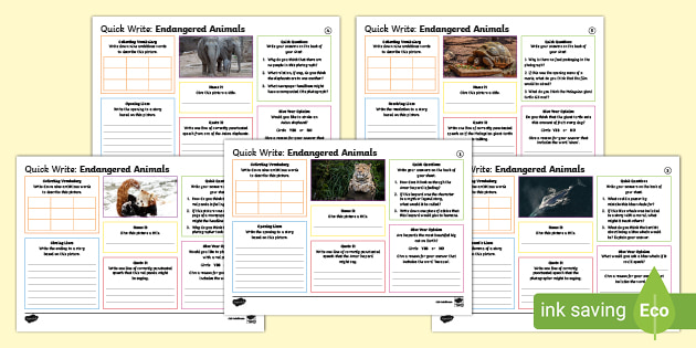 KS2 Endangered Animals Quick Write Activity Mat Pack