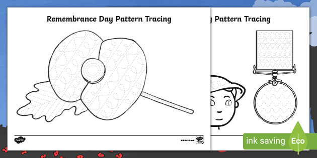 Remembrance Day Poppy Pattern Tracing Activity