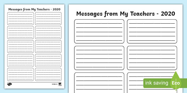 Messages From My Teacher Activity