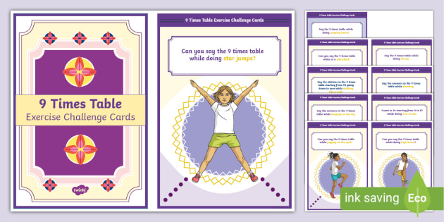 9 Times Table Game - Exercise Challenge Cards - Twinkl