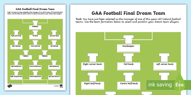 G.A.A. Football Final Dream Team Worksheet / Worksheet-Irish, worksheet