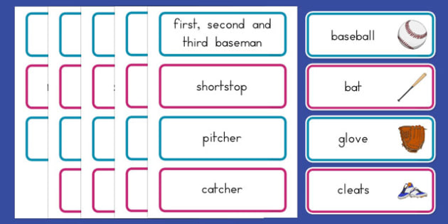 Vocabulary Cards | Twinkl | Baseball (teacher made)