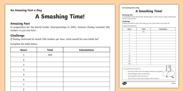 A Smashing Time Worksheet / Worksheet, worksheet