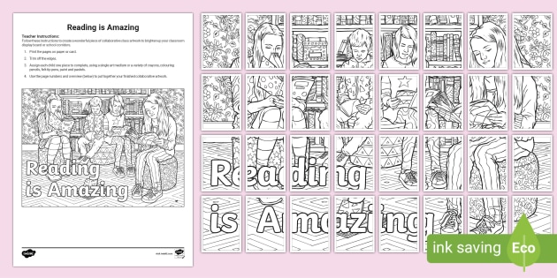 Reading is Amazing Collaborative Colouring Activity Pack