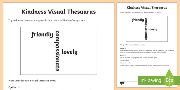 Kindness Visual Thesaurus Activity (teacher made)