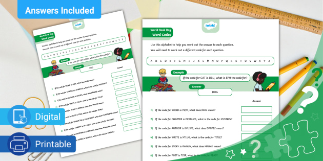 Verbal Reasoning - World Book Day Word Codes - Twinkl Puzzle