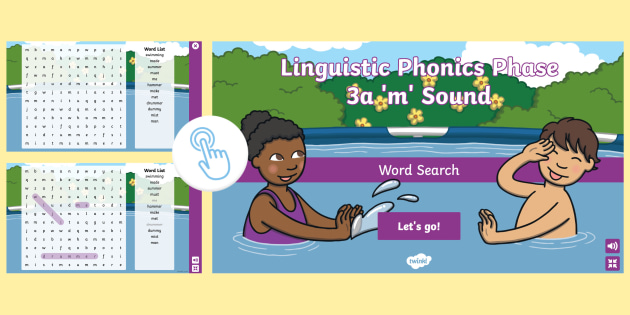 Linguistic Phonics Phase 3a 'm' Sound Interactive Word Search