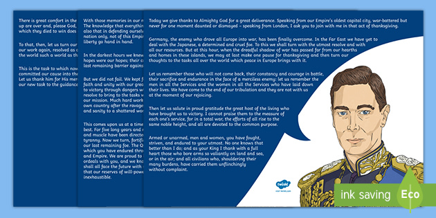 King George VI VE Day Victory Speech Card