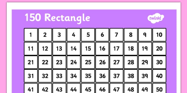 150 Number Rectangle - rectangle, 150, numbers, grid, number