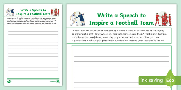 Write a Speech to Inspire a Football Team Writing Frame