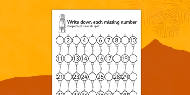 Chinese New Year Missing Number Worksheet / Worksheet Romanian Translation
