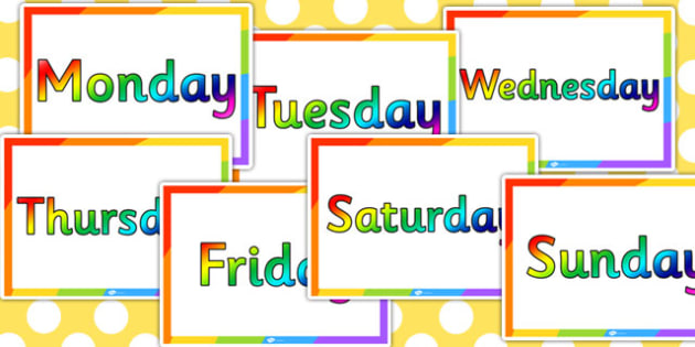 👉 Rainbow Days of the Week (teacher made)