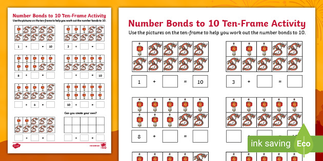 👉 Number Bonds to 10 Chinese New Year Ten-Frame Activity