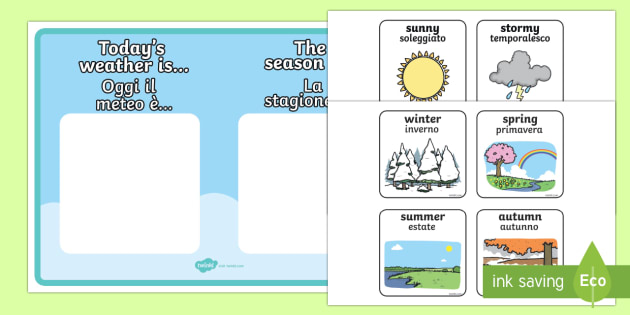 Weather and Season Display Poster English/Italian - Weather and Season