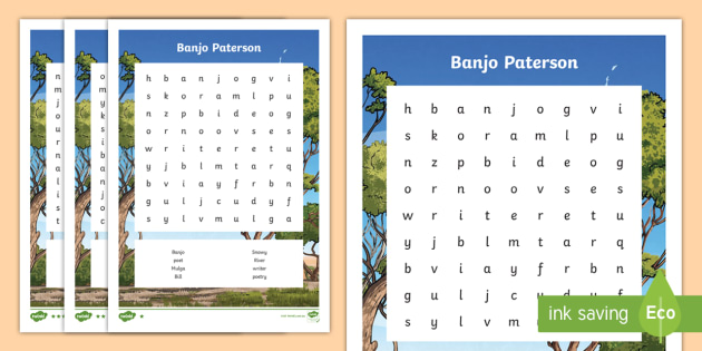 Banjo Paterson Differentiated Word Search - Australia Curriculum The role