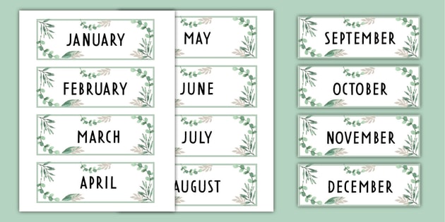 Botanical Months Bulletin Board Cards (teacher made)