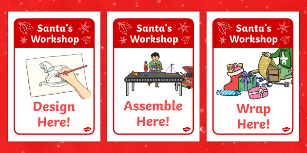 Santa’s Workshop Sign Posters - Christmas - Parents