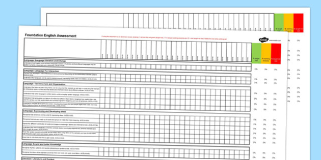 Australian Curriculum Foundation English Assessment Spreadsheet