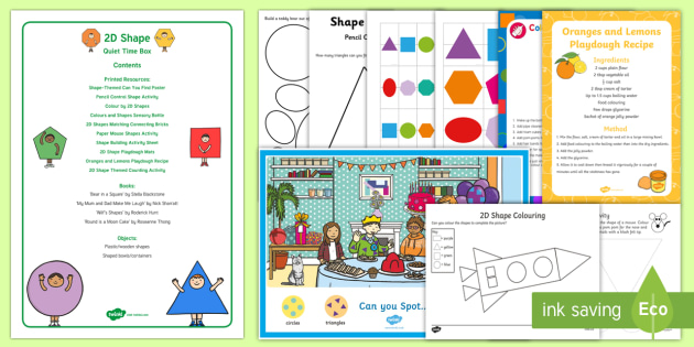 2D Shape Quiet Time Box (teacher made)