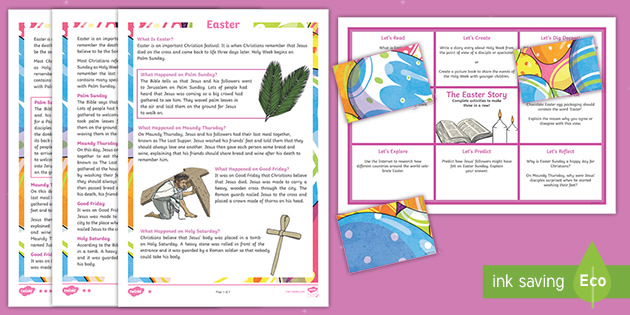 The Easter Story Reflective Reading Comprehension Activity