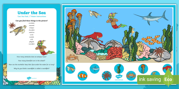 Under the Sea Can you Find...? Poster and Prompt Card Pack