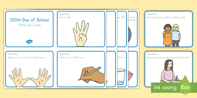 100th Day of School Challenge Cards (teacher made)