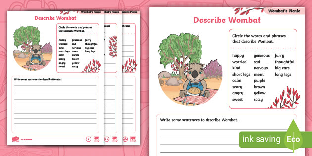 Wombat Theme Describing Activity | Twinkl (teacher made)