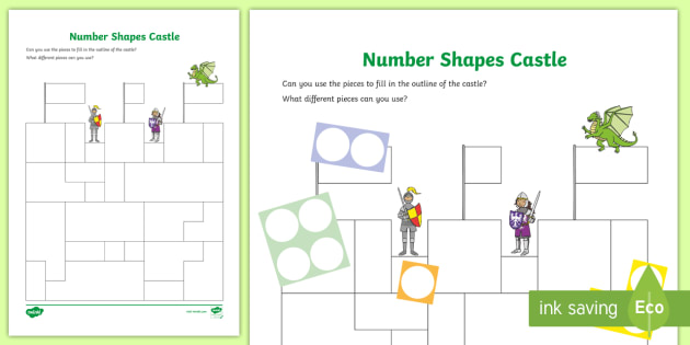Number Shapes Castle Matching Activity - Maths Primary Resources
