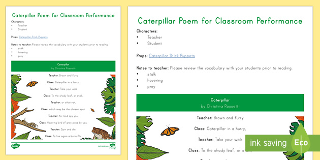 Caterpillar: Classroom Poetry Performance Activity