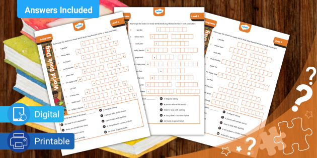 FREE! - World Book Day Anagram Puzzle - Twinkl - Kids Puzzles