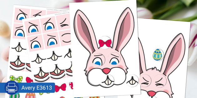 Make an Easter Bunny Face - Spring - Sticker Activity
