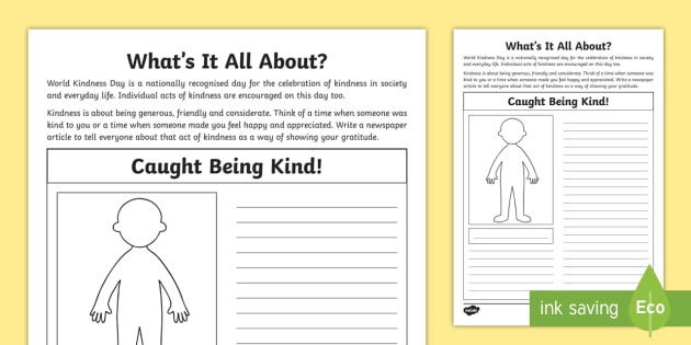 World Kindness Day Writing Worksheet