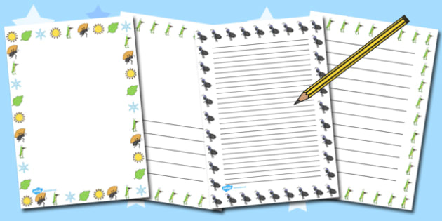 The Ant and the Grasshopper Writing Page Borders - grasshopper